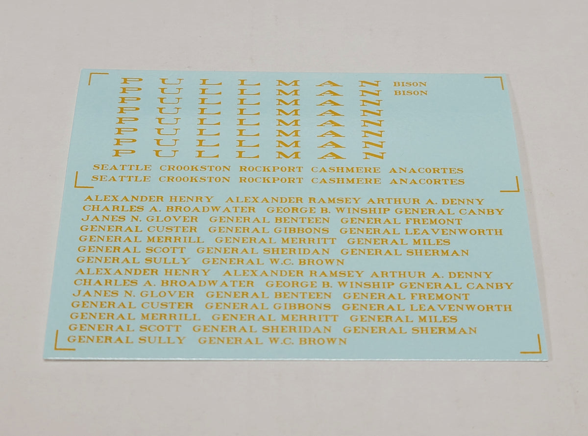 Bethlehem Car Works KitBits 585b HO Scale Pullman Name Decals - Dulux ...