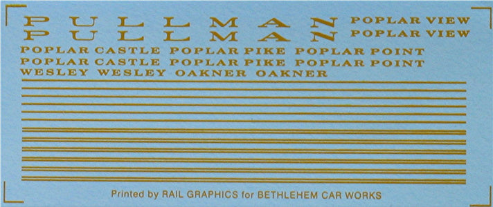 Bethlehem Car Works 239 HO Pullman Sleeper Dulux Gold Decals — White ...