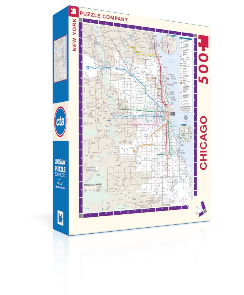 New York Puzzle Company Chicago Transit Map, 500 Piece Jigsaw Puzzle ...
