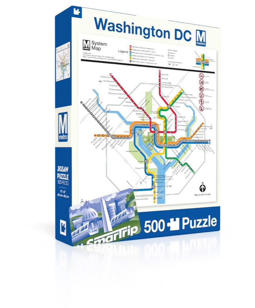 New York Puzzle Company DC Metro Map, 500 Piece Jigsaw Puzzle — White ...