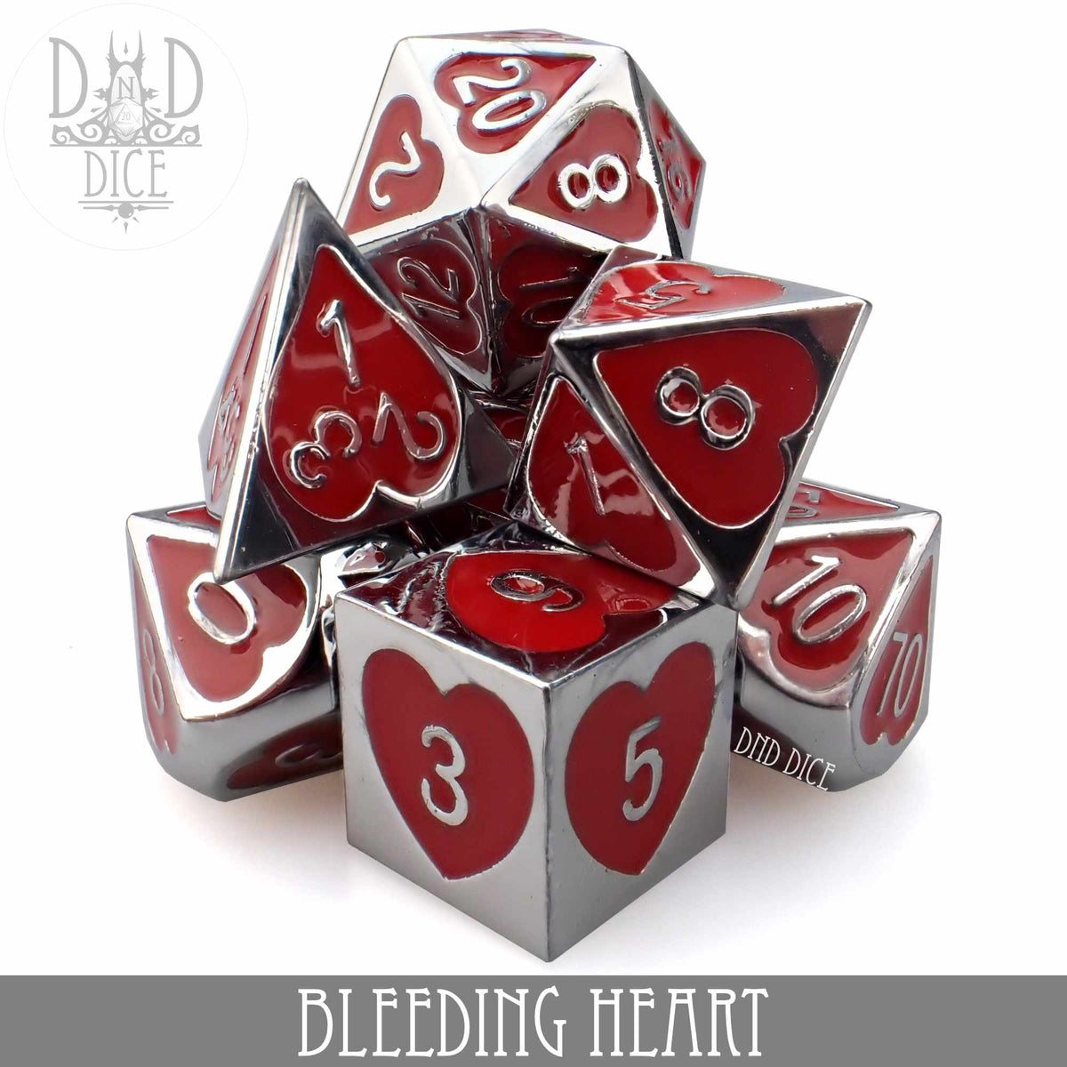 DND DICE Bleeding Heart Metal Dice Set — White Rose Hobbies