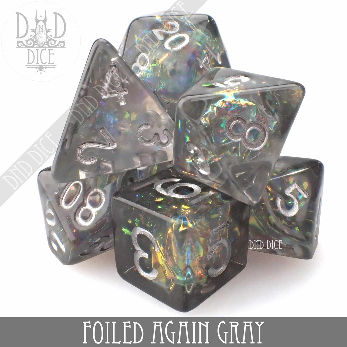 DND DICE Foiled Again Gray Dice Set — White Rose Hobbies