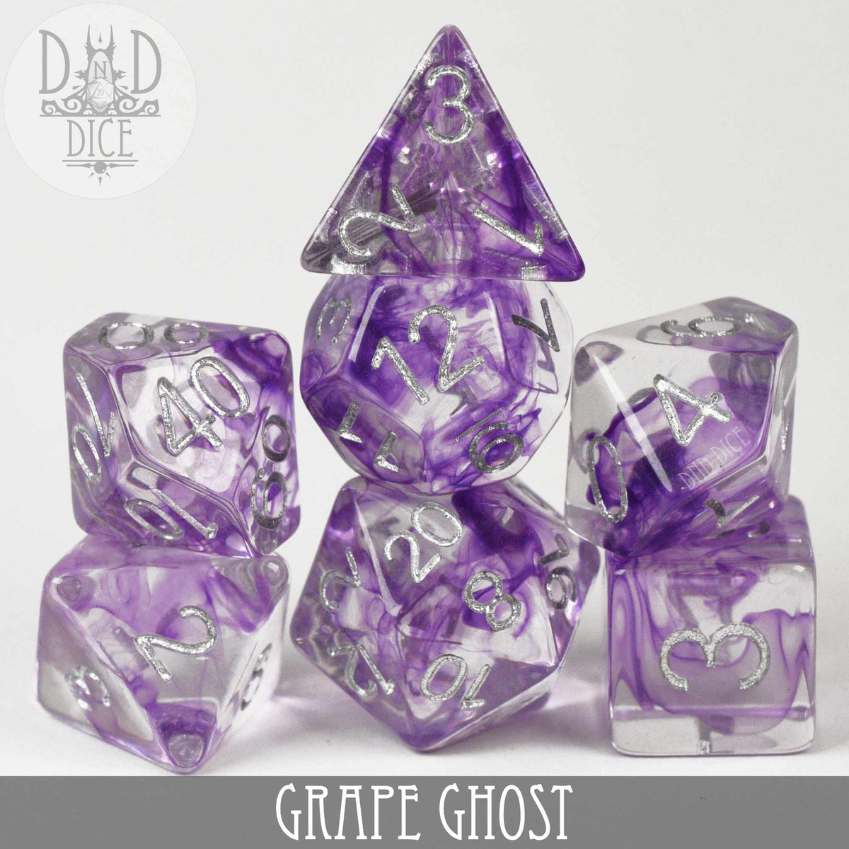 DND DICE Grape Ghost Dice Set — White Rose Hobbies