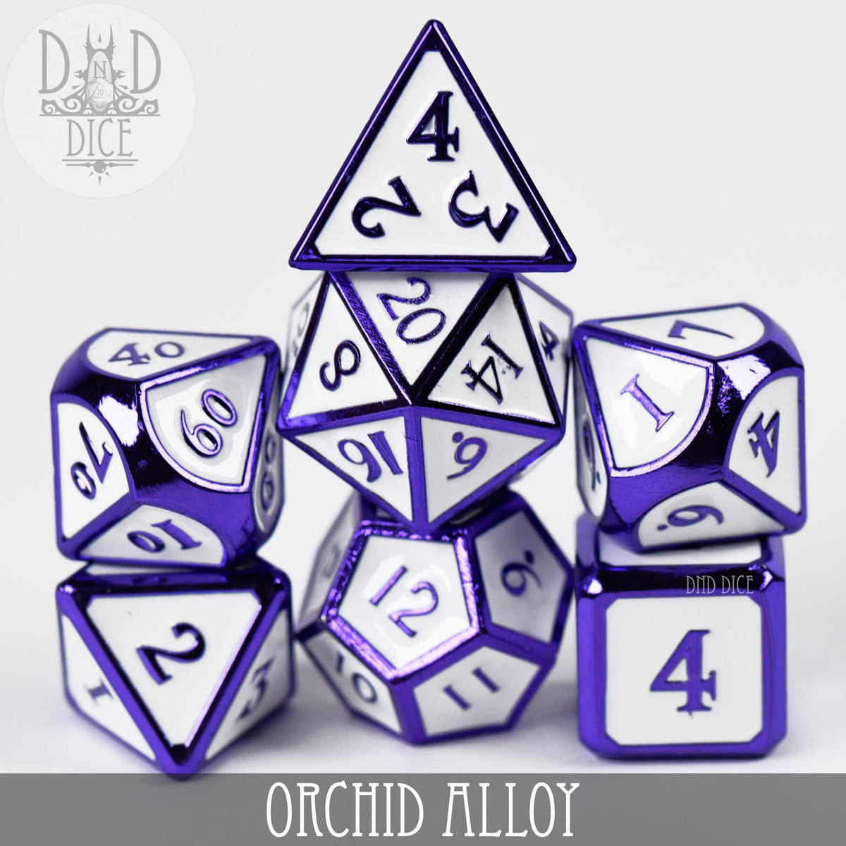 DND DICE Orchid Alloy Metal Dice Set — White Rose Hobbies