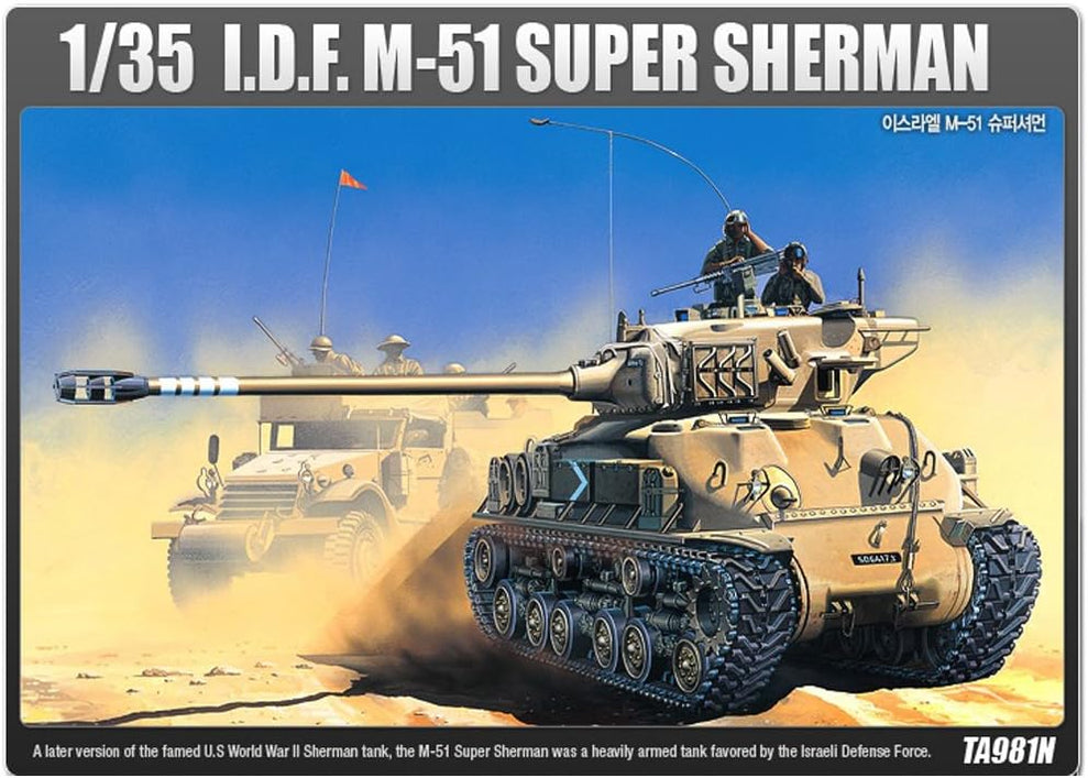 ACADEMY 13254 1/35 I.D.F. M-51 Super Sherman Model Tank Kit — White ...