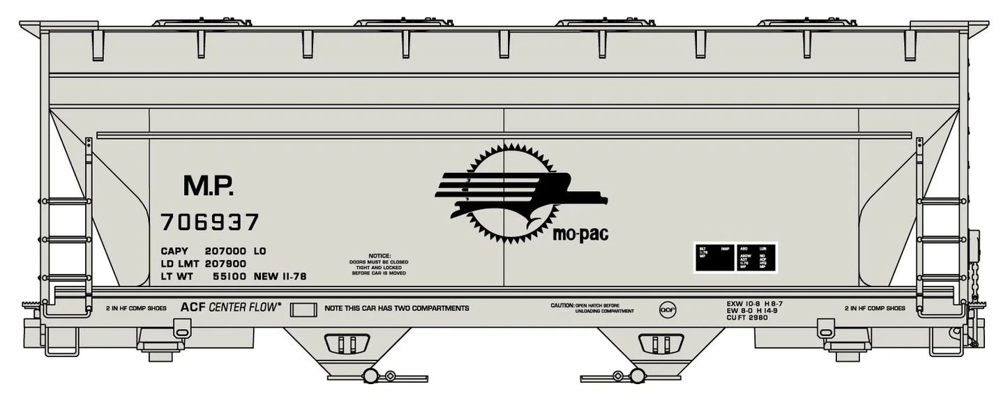 Accurail 2215 HO ACF 2-Bay Covered Hopper Kit Missouri Pacific MP 7069 ...