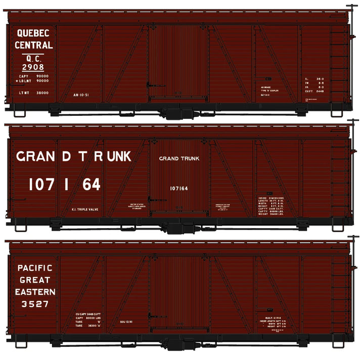 Accurail 8135 HO Scale Fowler 36' Boxcar Kit 3 Pack Canadian Roads ...