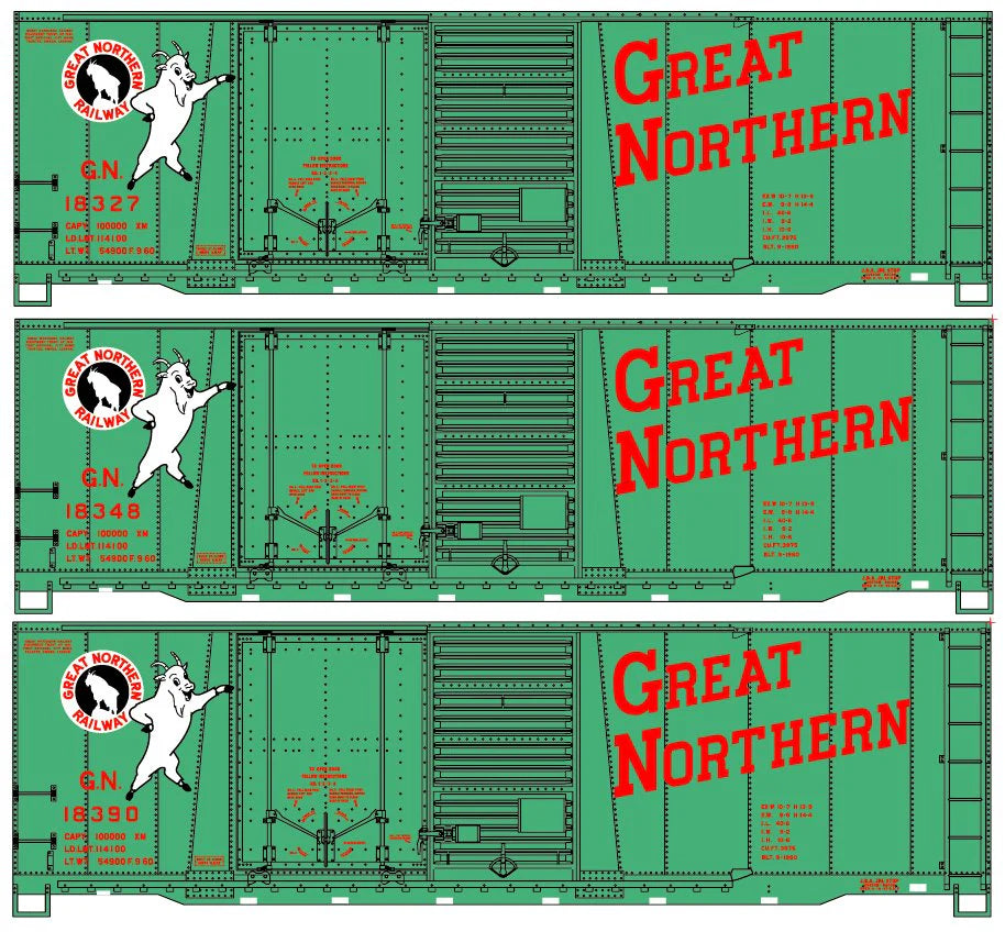 Accurail 8170 HO Scale 40' Combo Door Boxcar Kit 3 Pack Great Northern ...