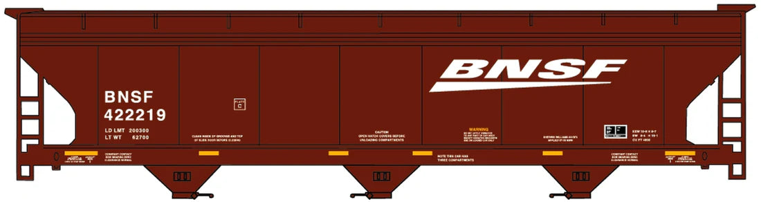 Accurail 81771 HO Scale ACF 3 Bay Covered Hopper Kit BNSF (# Varies ...