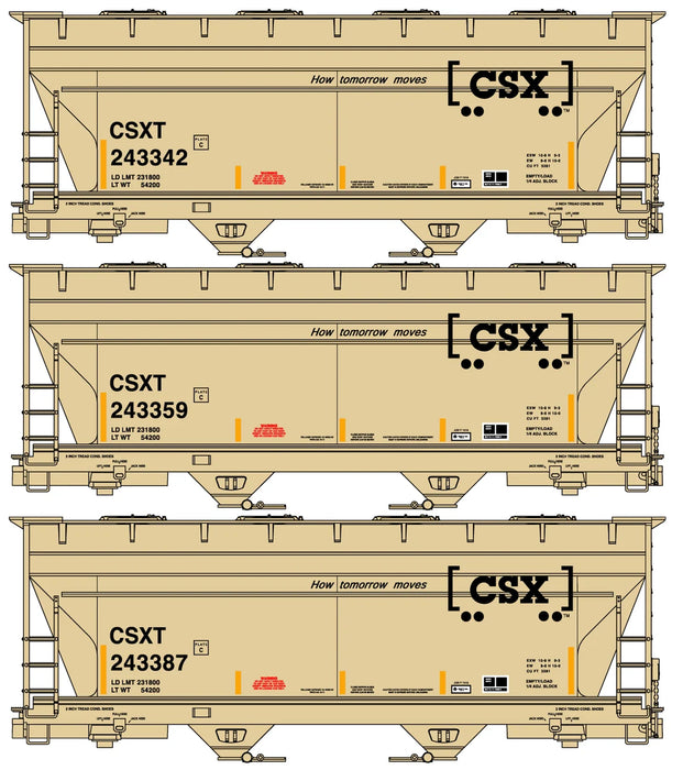 Accurail 8179 HO Scale ACF 2 Bay Covered Hopper Kit 3 Pack CSX How Tom ...
