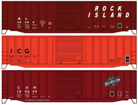 Accurail 8188 HO Scale 50' Exterior-Post Boxcar Kit 3 Pack (ICG, RI, C ...