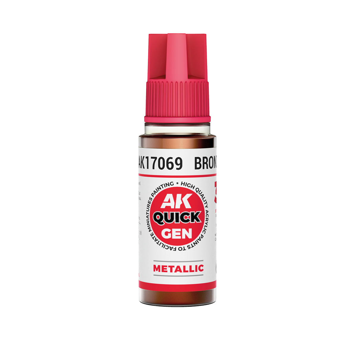 AK Interactive 17069 Quick Gen: Metallic Bronze Acrylic Paint 18ml Bot ...