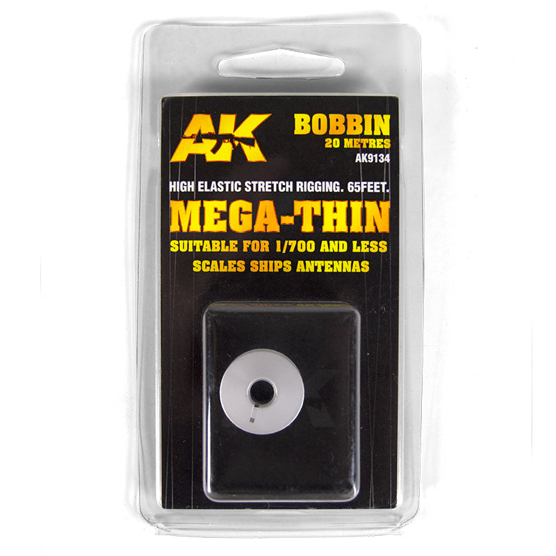 AKI 9134 Mega-Thin Elastic Rigging Thread (20m Long) — White Rose Hobbies