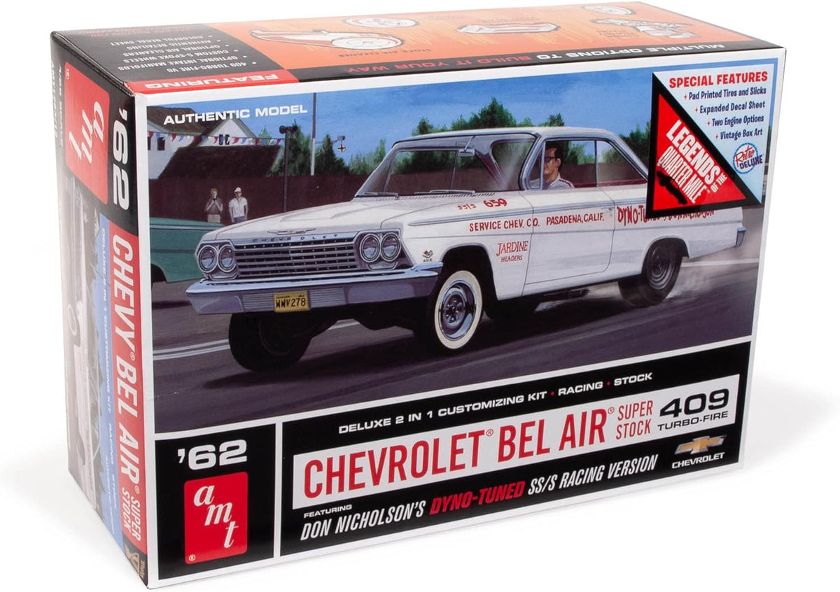 amt 1283 1/25 1962 Chevy Bel Air Super Stock Skill Level 2 Model Kit ...