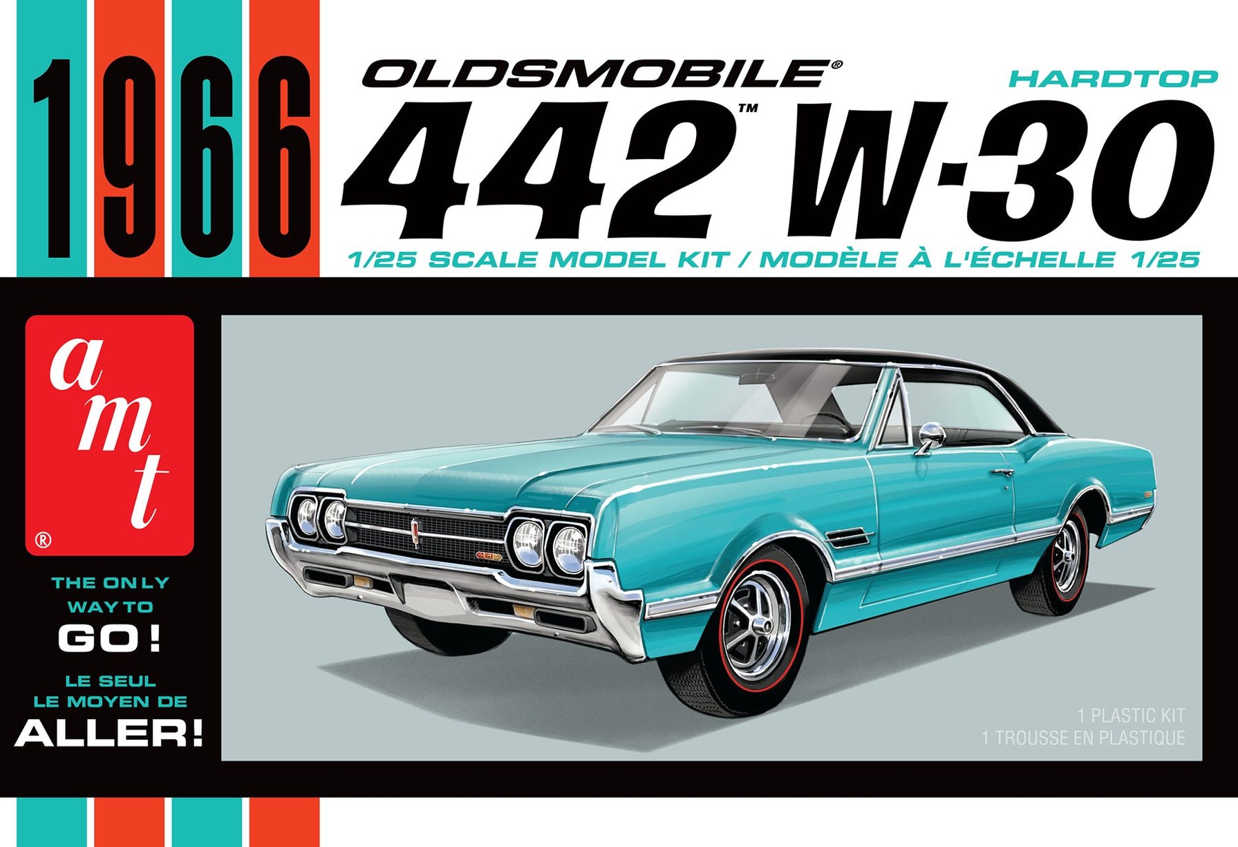 amt 1432 1/25 1966 Olds 442 Hardtop Skill Level 2 Model Car Kit — White ...