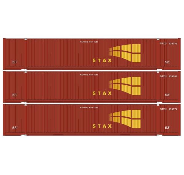 Athearn 1003 HO Scale 53' Jindo Intermodal Container STAX STXU 3-Pack — White Rose Hobbies