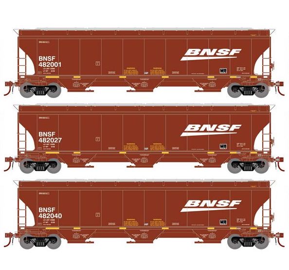 Athearn Genesis G1057 HO Scale Trinity 5161 Covered Hopper BNSF 3-Pack — White Rose Hobbies