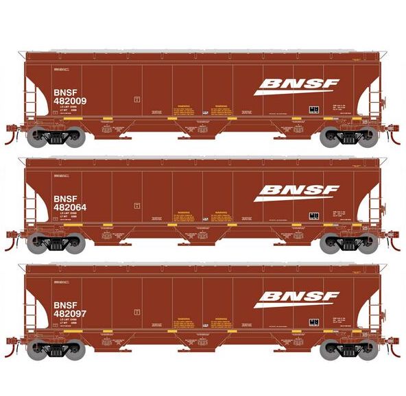 Athearn Genesis G1058 HO Scale Trinity 5161 Covered Hopper BNSF 3-Pack ...