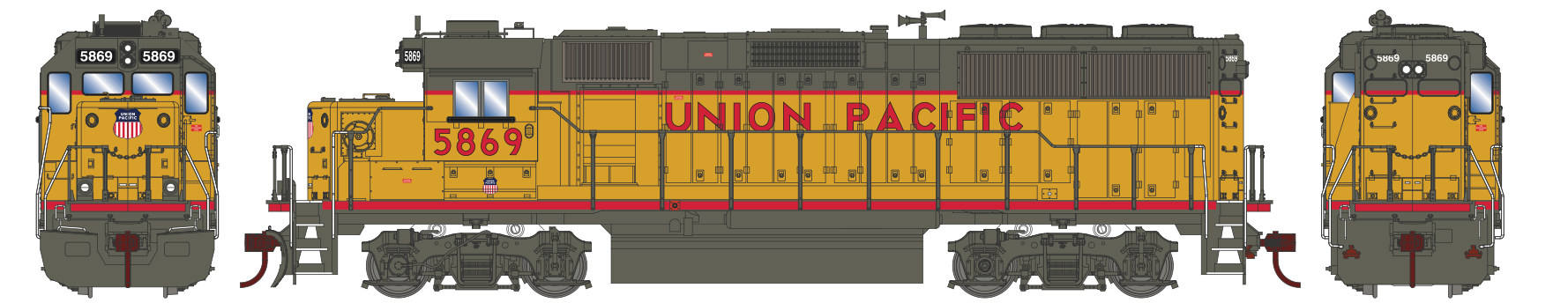 Athearn RTR 1100 HO Scale GP60 Diesel Union Pacific UP 5869 DC — White Rose Hobbies