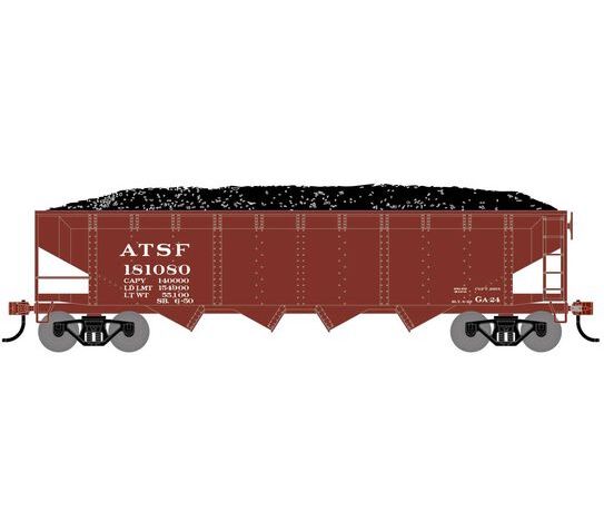 Athearn RTR 1569 HO Scale 40' 4-Bay Offset Hopper W/Load Santa Fe ATSF ...