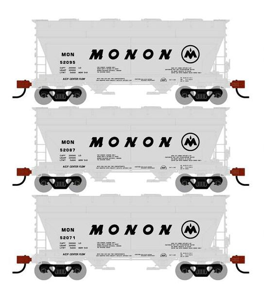 Athearn RTR 1688 HO Scale ACF 2970 Covered Hopper Monon 3-Pack — White Rose Hobbies