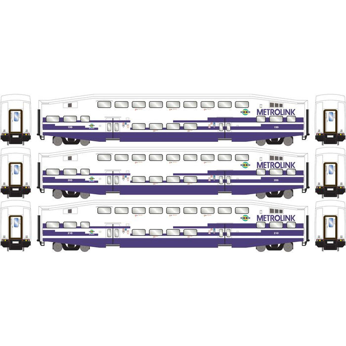 Athearn RTR 28585 N Scale Bombardier Coach Cars Metrolink SCAX As Deli ...