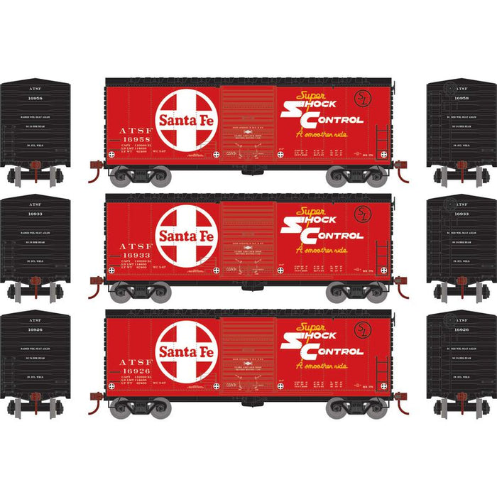 Athearn RTR 69435 HO Scale 40' Modernized Boxcar Santa Fe ATSF 3 Pack ...
