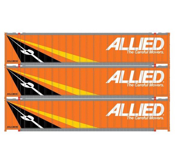 Athearn RTR 7684 N Scale 48' Container Allied Van Lines AVLU 3 Pack #2 ...