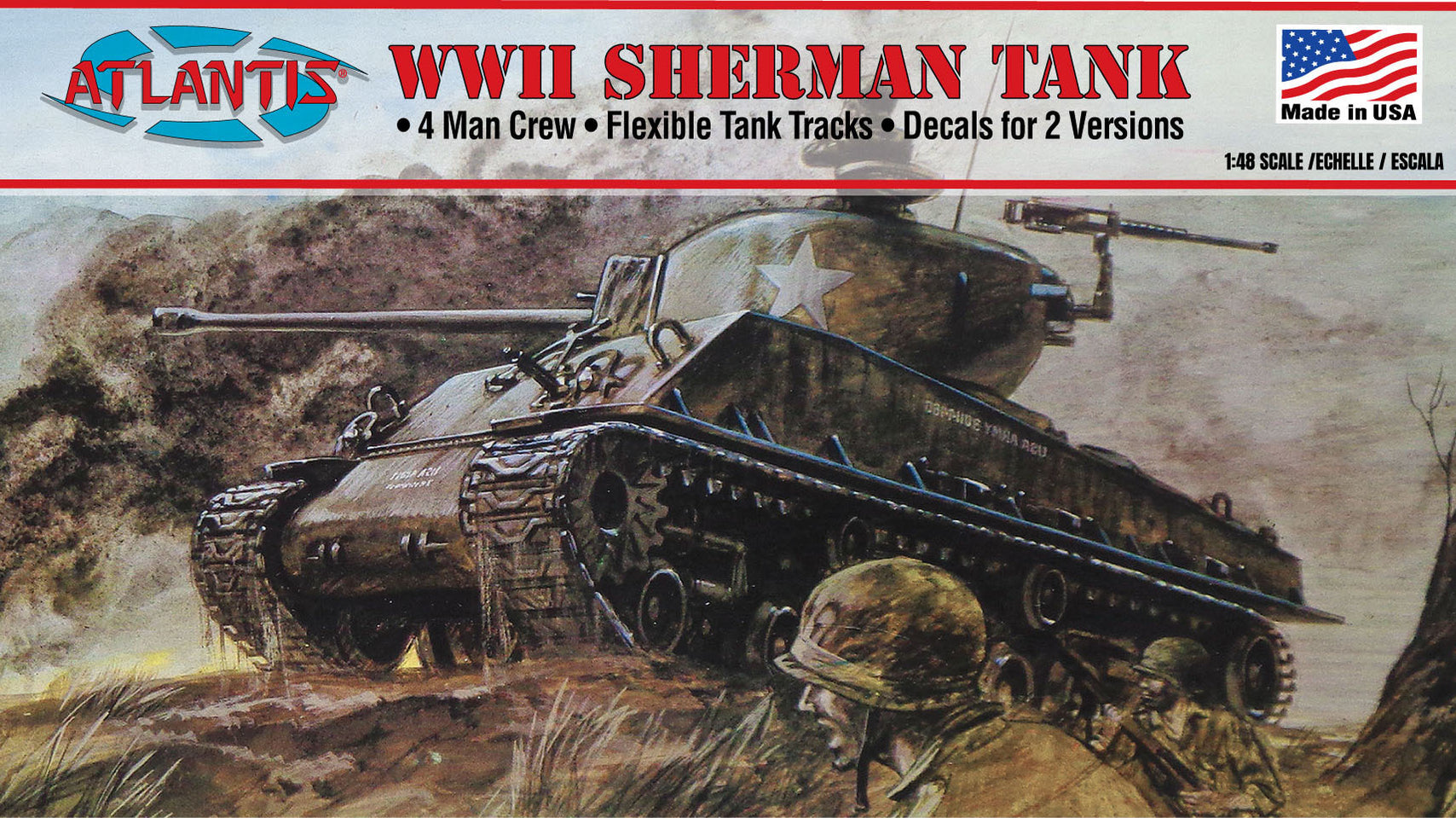 Atlantis Models A317 1/48 WWII Sherman Tank Model Kit — White Rose Hobbies