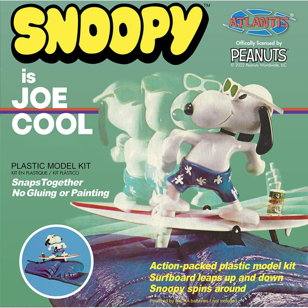 Atlantis Models M7502 Surfing Snoopy is Joe Cool Snap Model Kit — White ...