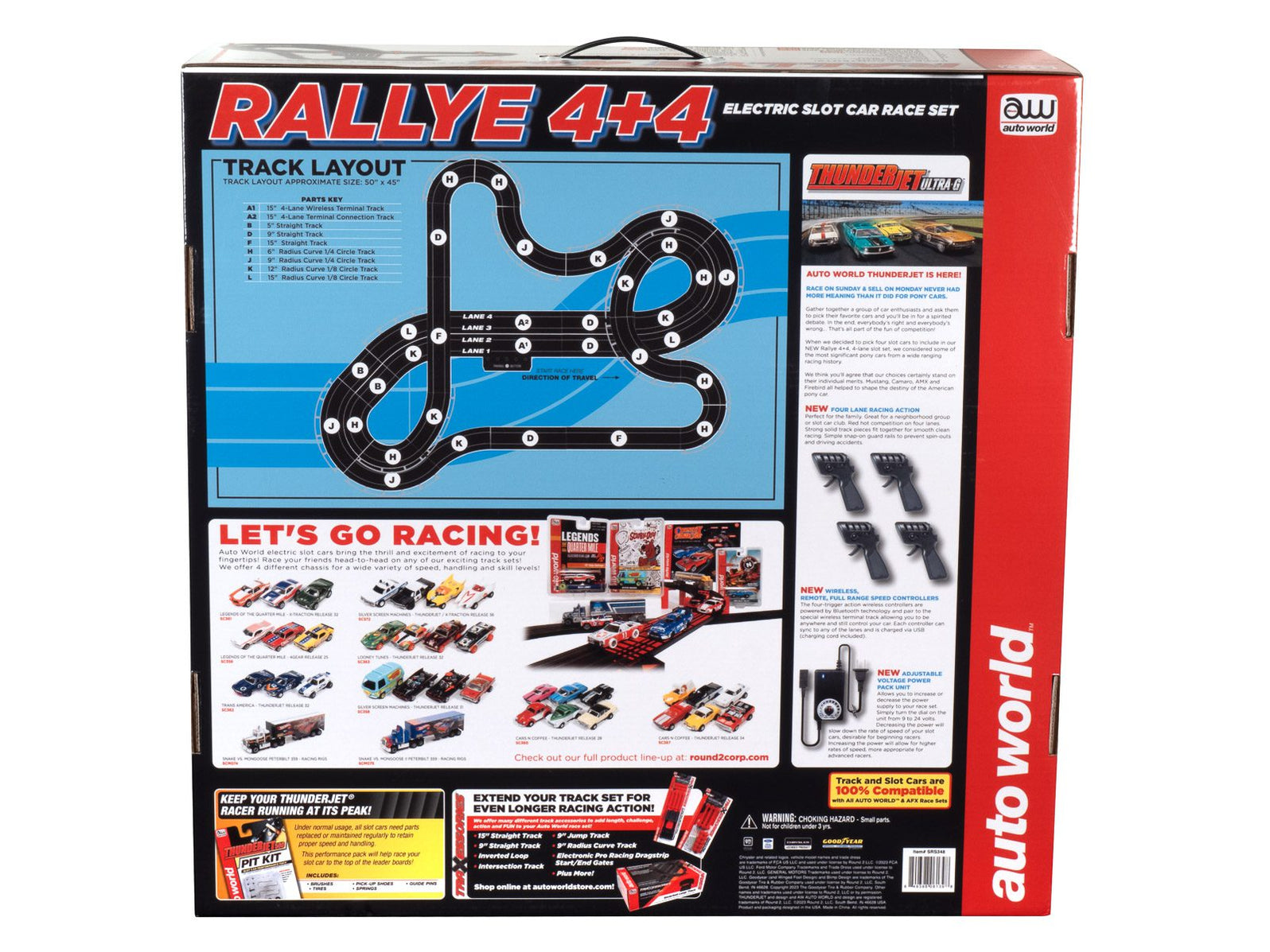 Auto World SRS348 HO Scale Rallye 4+4 Over 12′ of 4 Lane Racing Action ...