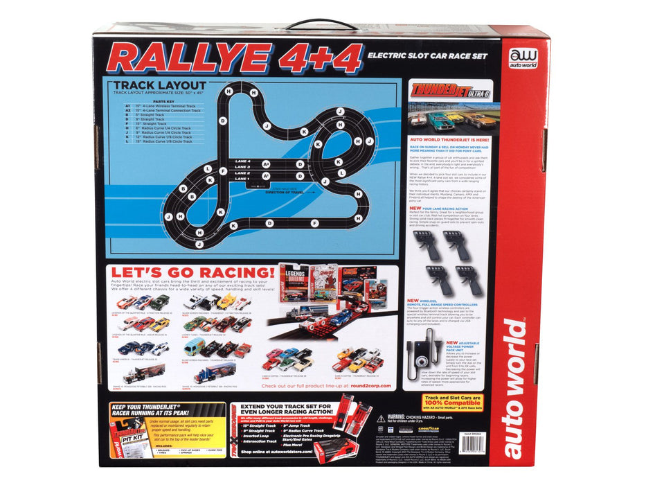 Auto World SRS348 HO Scale Rallye 4+4 Over 12′ of 4 Lane Racing Action ...
