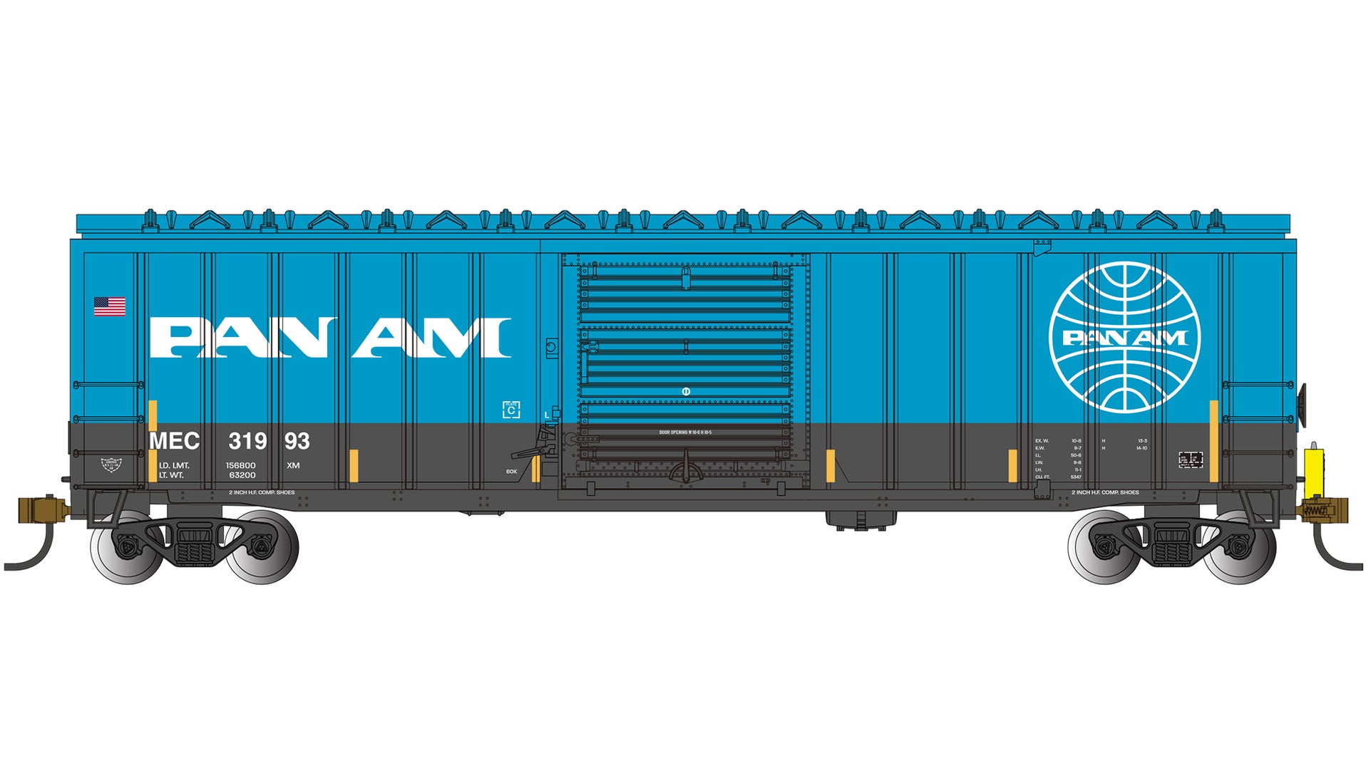Bachmann 14913 HO Scale 50' Boxcar with EOT Pan Am Railways MEC 31993 — White Rose Hobbies