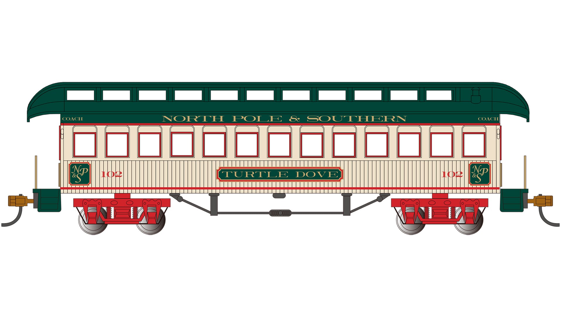 Bachmann 15109 HO Scale Wood Old Time Coach Car North Pole & Southern ...
