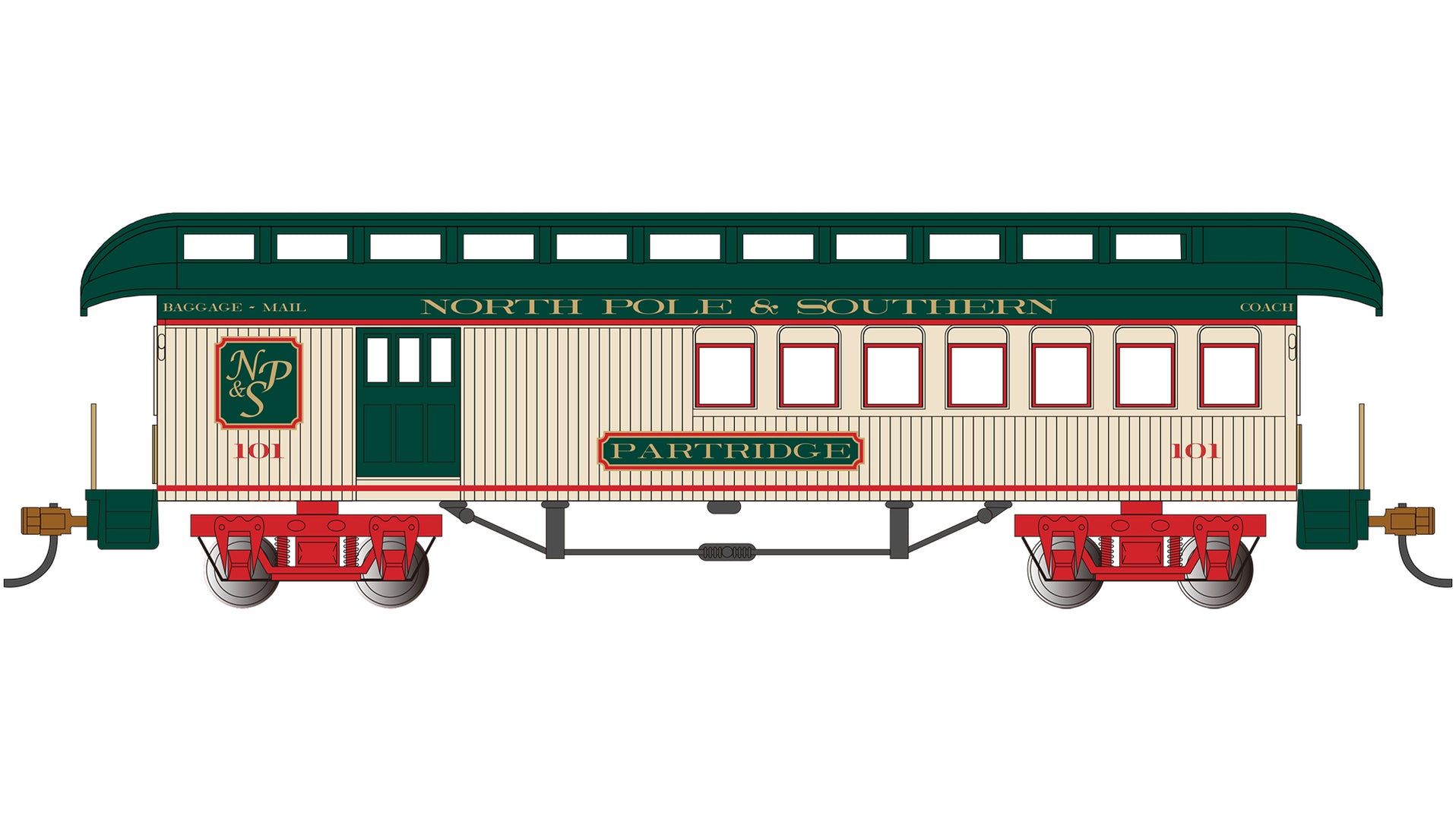 Bachmann 15209 HO Scale Wood Old Time Combine North Pole & Southern NP ...