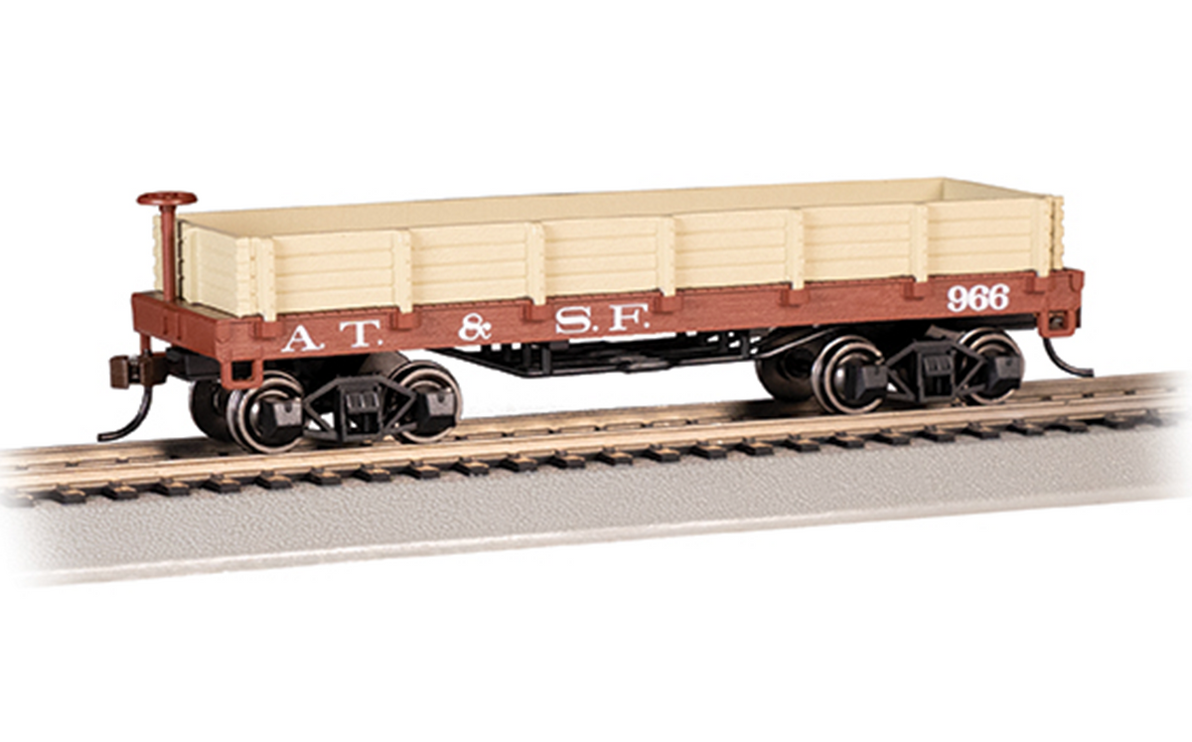 Bachmann 15401 HO Scale Old-Time Gondola Santa Fe ATSF 966 — White Rose ...