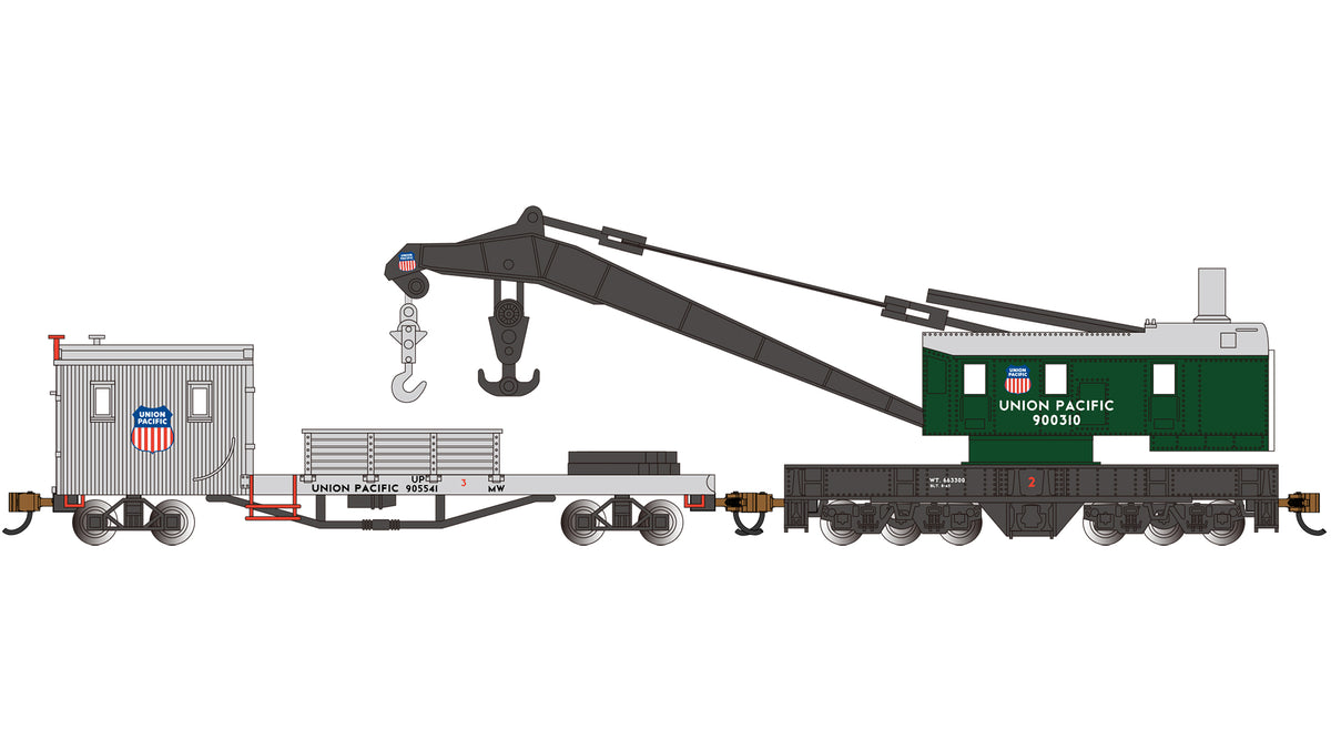 Bachmann 16154 N Scale Crane Car with Boom Tender Union Pacific UP ...