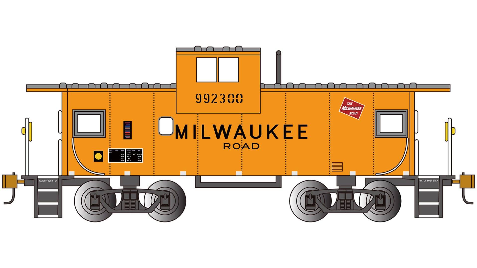 Bachmann 17713 HO Scale Wide Vision Caboose Milwaukee Road MILW 992300 — White Rose Hobbies