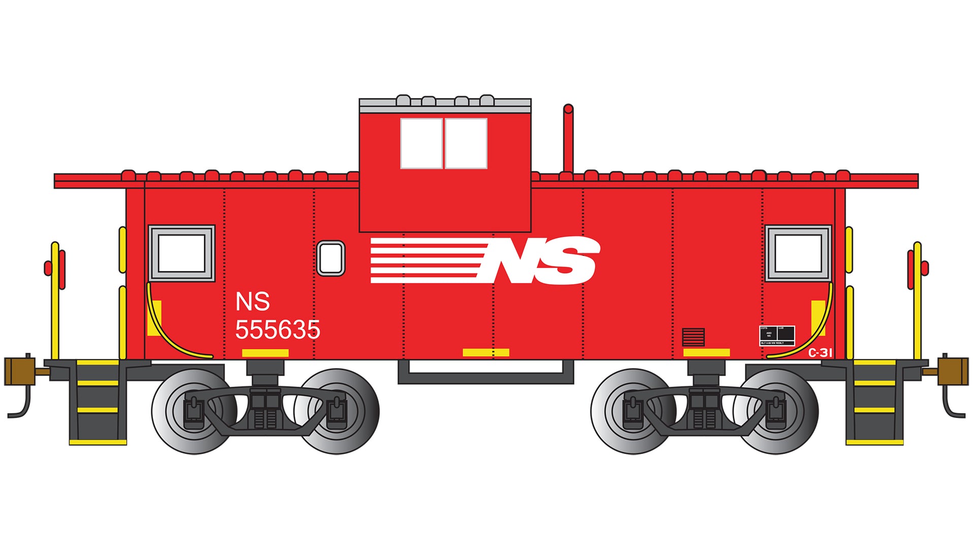 Bachmann 17714 HO Scale Wide Vision Caboose Norfolk Southern NS 555635 ...