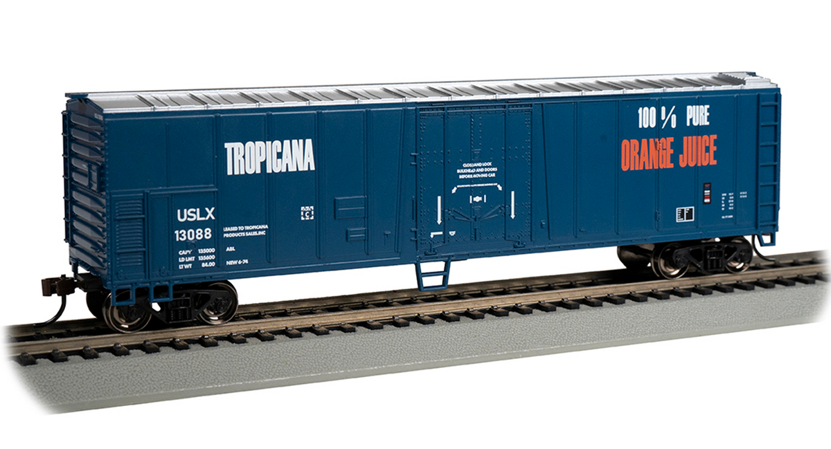 Bachmann 17910 HO Scale 50' Steel Reefer Tropicana USLX - Blue — White ...