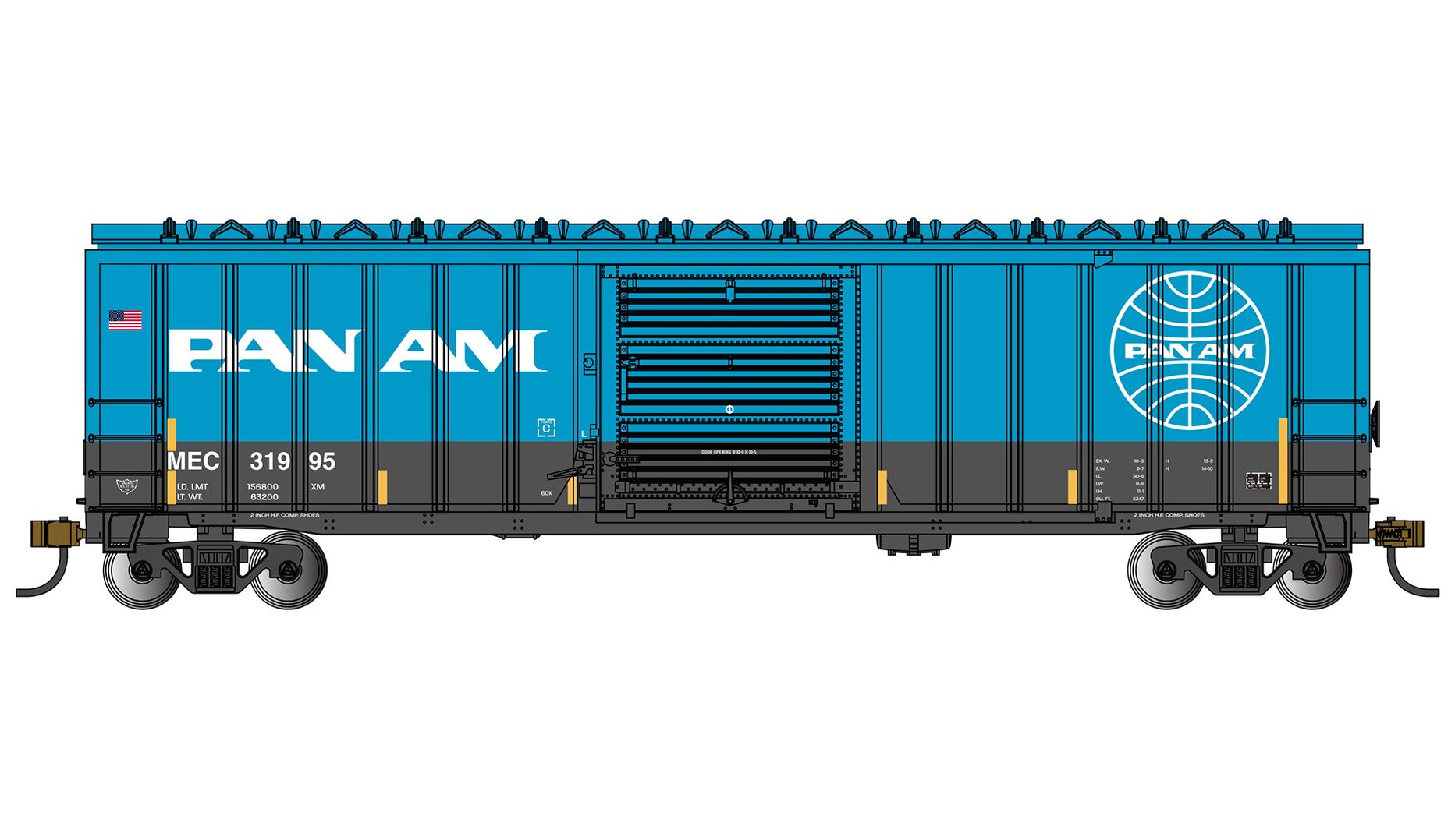 Bachmann 19672 N Scale ACF Outside Braced 50'6" Boxcar Pan Am Railways — White Rose Hobbies