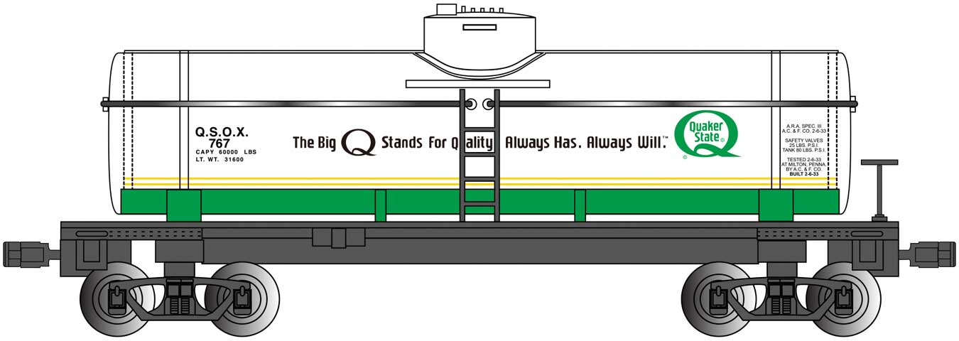 Bachmann 95004 G Scale (1:29) Single Dome Tank Car Quaker State 767 ...