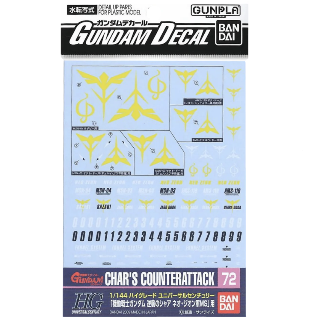 Bandai 2076870 GD-72 HG 1/144 Gundam Char's Counterattack Zeon Ver. Wa ...