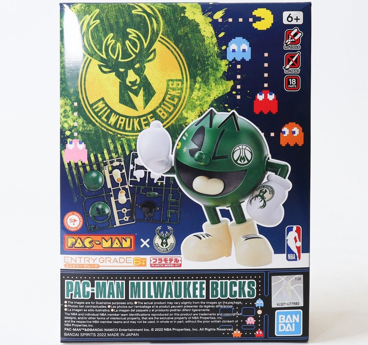 Bandai x NBA 2593840 Entry Grade Milwaukee Bucks Pac-Man Model Kit ...