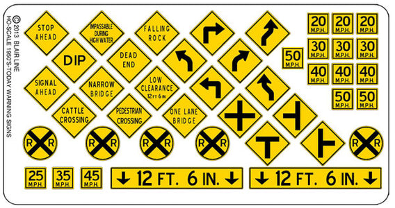 Blair Line 107 HO Scale Highway Signs Modern Traffic (Warning #3 1948 ...