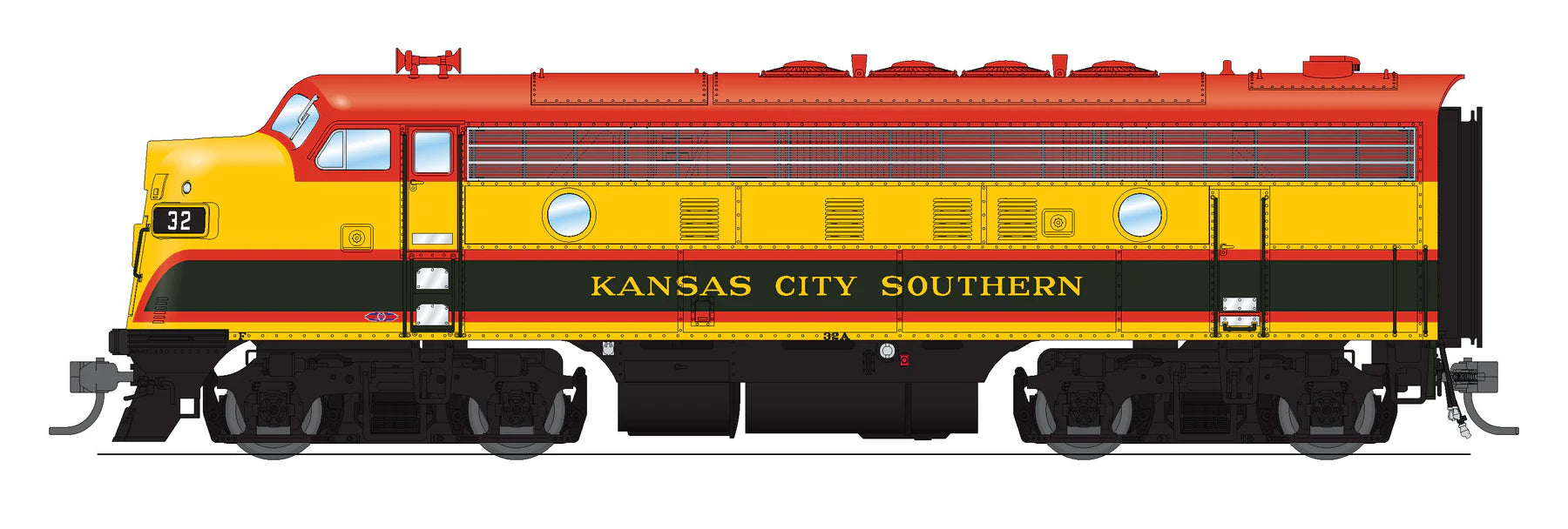 BLI 6676 HO Scale EMD F7A-B Diesel Set Kansas City Southern KCS 32A/32 ...