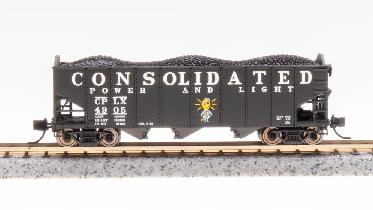 BLI 7161 N Scale H2A 3-Bay Hopper with Load Consolidated Power & Light ...