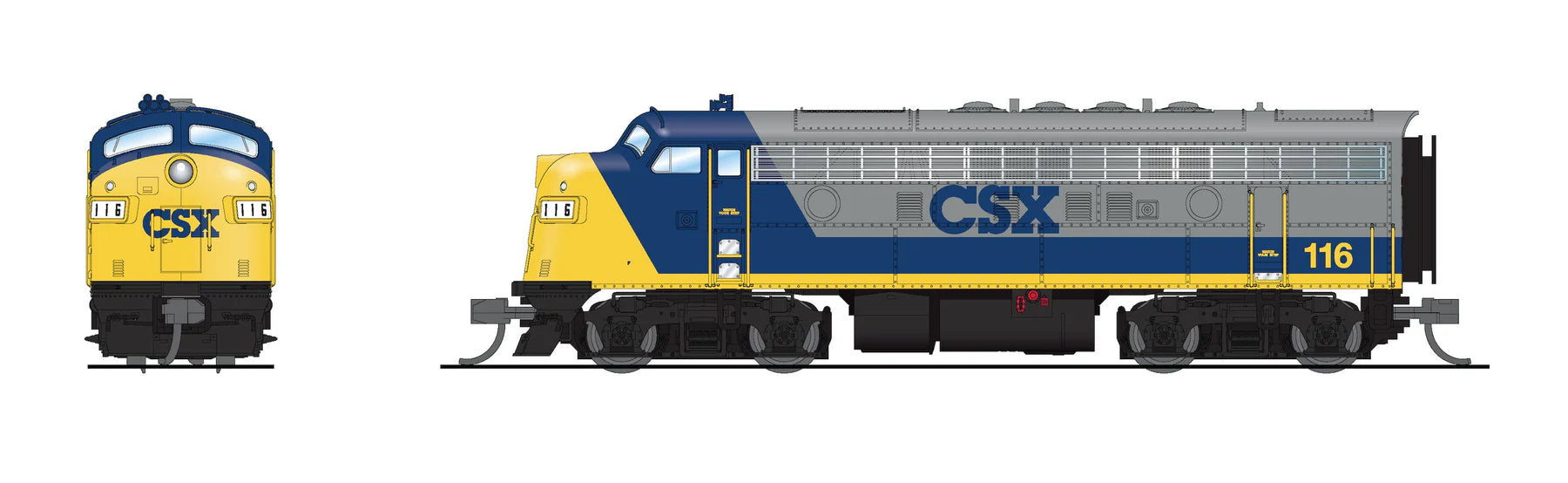 BLI 9263 N Scale EMD Diesel F7A CSX "YN2 Paint" 116 Paragon4 (Sound/DC — White Rose Hobbies