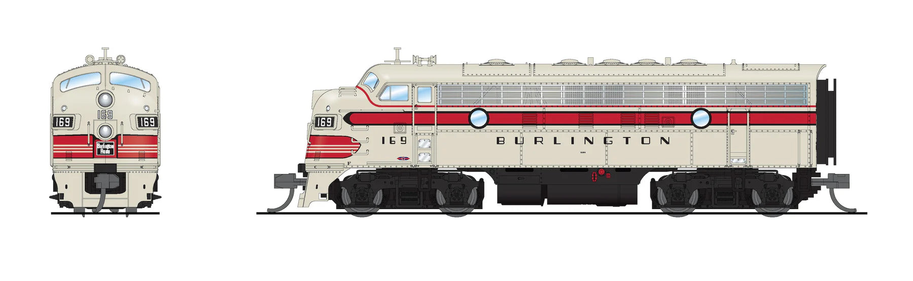 BLI 9279 N Scale EMD Diesel F7A Burlington CB&Q 169A Stealth (DCC Read — White Rose Hobbies
