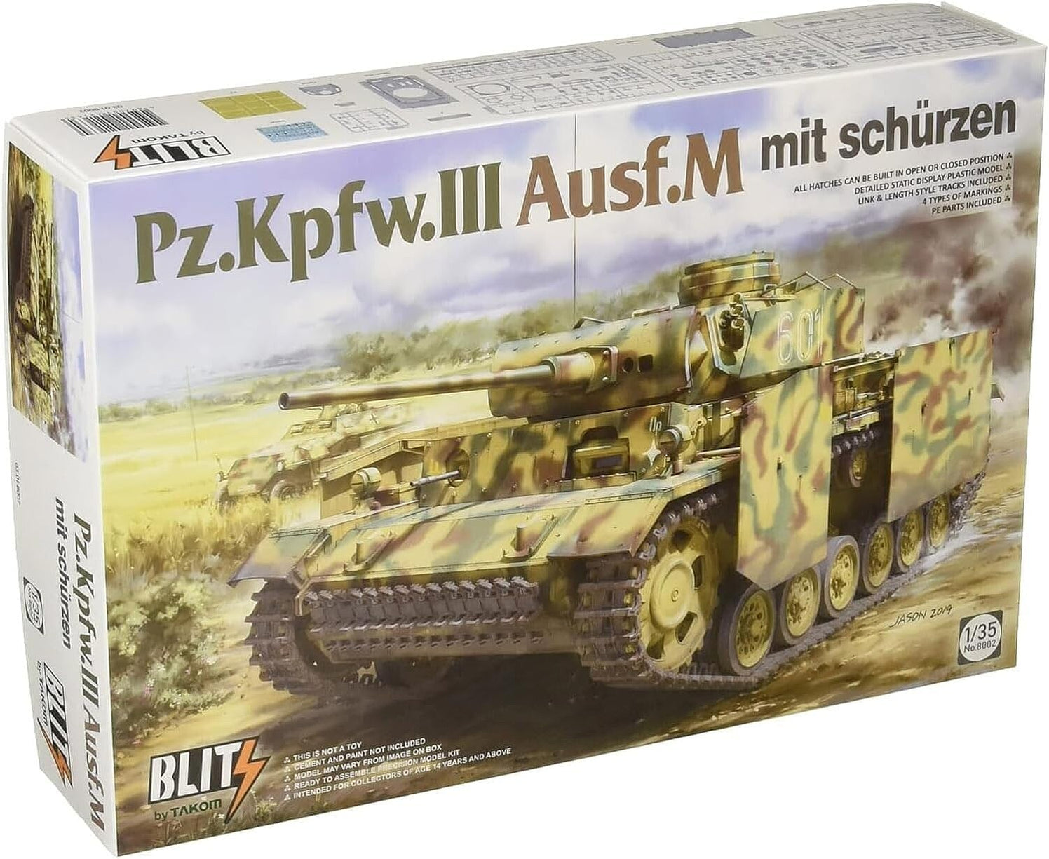 Blitz by Takom 8002 1/35 Pz.Kpfw. III Ausf. M Mit Schurzen Tank Model ...